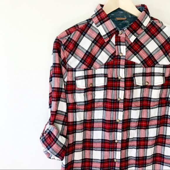 JACHS Girlfriend | Tops | Jachs Girlfriend Bea Light Flannel Plaid ...